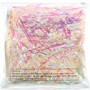 17.6 oz Easter Basket Grass Raffia Plastic Paper Shreds Craft Shredded Confetti Tissue Basket Filler for Easter Spring Party Gift Packing Decoration (Iridescent,Stylish Style)