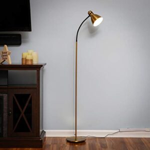 Brightech Avery Floor Lamp, Dimmable Standing Lamp with Sturdy Base for Bedroom Reading, Modern LED Lamp for Living Rooms, Tall Tree Lamp for Offices, Great Living Room Decor - Brass