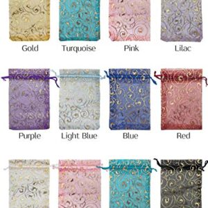 Jexila 100PCS Rainbow Organza Bags 4x6 inch for Jewelry Drawstring Mesh Gift Bags for Wedding Party Favor Pouches Christmas Bags (Eyelash Rainbow)