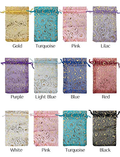 Jexila 100PCS Rainbow Organza Bags 4x6 inch for Jewelry Drawstring Mesh Gift Bags for Wedding Party Favor Pouches Christmas Bags (Eyelash Rainbow)