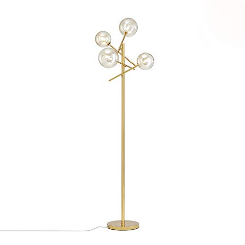 Dellemade TD00145 Sputnik Chandelier Floor Lamp for Bedroom,4-Lights Glass Shade Floor Lamps for Living Room,Brass/Gold