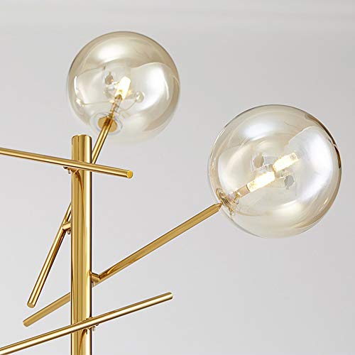 Dellemade TD00145 Sputnik Chandelier Floor Lamp for Bedroom,4-Lights Glass Shade Floor Lamps for Living Room,Brass/Gold