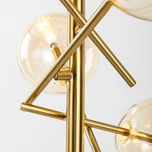 Dellemade TD00145 Sputnik Chandelier Floor Lamp for Bedroom,4-Lights Glass Shade Floor Lamps for Living Room,Brass/Gold