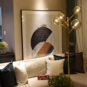 Dellemade TD00145 Sputnik Chandelier Floor Lamp for Bedroom,4-Lights Glass Shade Floor Lamps for Living Room,Brass/Gold