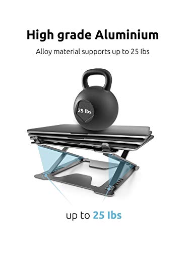 2023 Laptop Stand – Lightweight & Durable Metal Design - Aluminum Foldable Portable Computer Stand - Ergonomic Laptop Holder - Multi-Angle Notebook Riser – for All Laptops 11-17” (Space Grey)