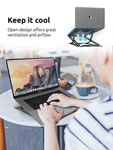 2023 Laptop Stand – Lightweight & Durable Metal Design - Aluminum Foldable Portable Computer Stand - Ergonomic Laptop Holder - Multi-Angle Notebook Riser – for All Laptops 11-17” (Space Grey)