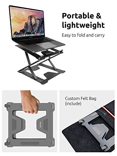 2023 Laptop Stand – Lightweight & Durable Metal Design - Aluminum Foldable Portable Computer Stand - Ergonomic Laptop Holder - Multi-Angle Notebook Riser – for All Laptops 11-17” (Space Grey)