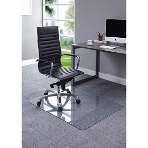 premium heavy duty .25″ thick tempered glass chair mat, 36″ x 46″ life time guarantee, thickest office chair mat for carpet & hardwood floors, protect your home or office floors – 1 each