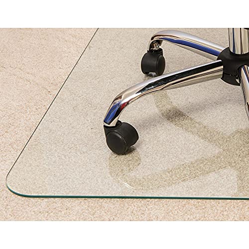 Premium Heavy Duty .25" Thick Tempered Glass Chair Mat, 36" x 46" Life Time Guarantee, Thickest Office Chair Mat for Carpet & Hardwood Floors, Protect Your Home or Office Floors - 1 Each