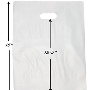 100 Extra Durable 2.5mil 12x15 Clear Merchandise bags Die Cut Handle-Semi-Glossy finish-Anti-Stretch. For Retail store plastic bags, Party favors, Handouts and more by Best Choice (Clear)