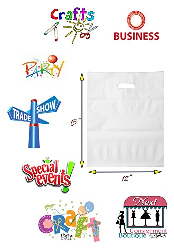 100 Extra Durable 2.5mil 12x15 Clear Merchandise bags Die Cut Handle-Semi-Glossy finish-Anti-Stretch. For Retail store plastic bags, Party favors, Handouts and more by Best Choice (Clear)