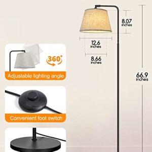 RGBWW Arc Floor Lamp for Living Room, Compatible with Alexa, Google Home, 2700K-6500K Dimmable Smart LED Lamp with Remote & WiFi APP Control, 67" Tall Modern Standing Lamp for Bedroom, Office (Black)