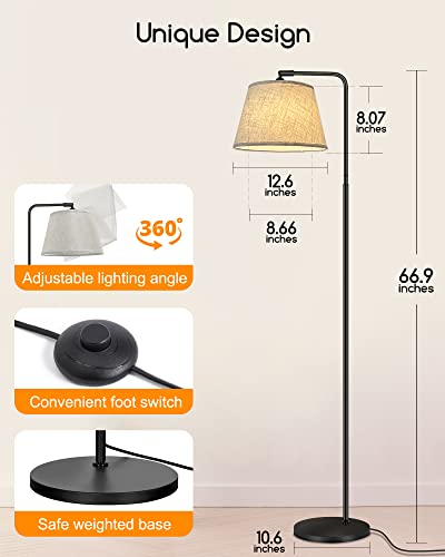 RGBWW Arc Floor Lamp for Living Room, Compatible with Alexa, Google Home, 2700K-6500K Dimmable Smart LED Lamp with Remote & WiFi APP Control, 67" Tall Modern Standing Lamp for Bedroom, Office (Black)