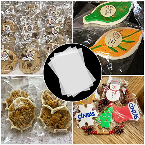 Cellophane Treat Bags, 5'' x 7'' Self Sealing Cellophane Bags, Resealable Clear Valentine Candy Bags for Gifts, Bakery, Pastry, Chocolate Wrapping & Packaging, Pretzels Individual Bags or Photo Sleeves