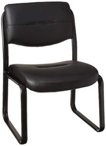 boss office products leather sled base side chair in black