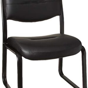 Boss Office Products Leather Sled Base Side Chair in Black