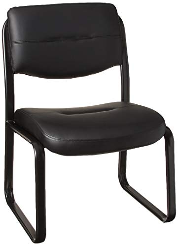 Boss Office Products Leather Sled Base Side Chair in Black