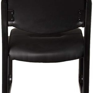 Boss Office Products Leather Sled Base Side Chair in Black