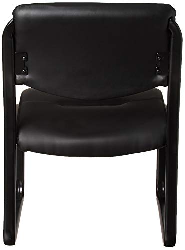 Boss Office Products Leather Sled Base Side Chair in Black