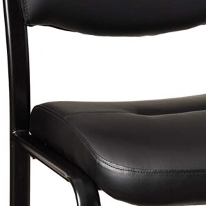 Boss Office Products Leather Sled Base Side Chair in Black