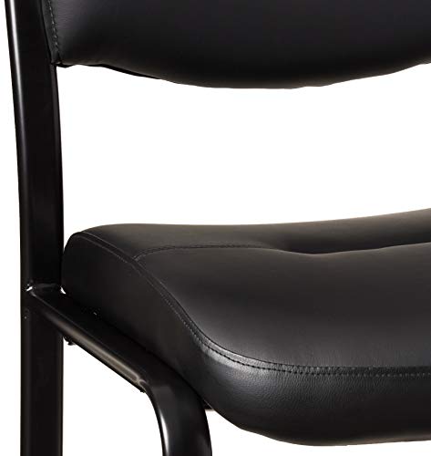 Boss Office Products Leather Sled Base Side Chair in Black