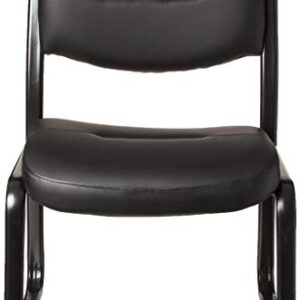 Boss Office Products Leather Sled Base Side Chair in Black