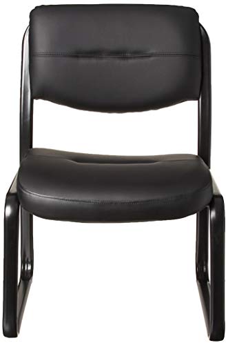 Boss Office Products Leather Sled Base Side Chair in Black