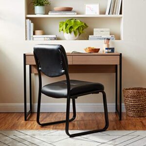 Boss Office Products Leather Sled Base Side Chair in Black