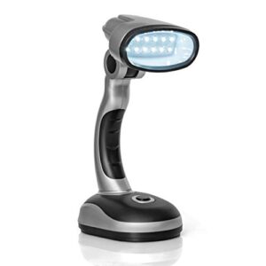 mitaki-japan eldsklt led desk lamp, 12-bulb battery-operated table light for home, office, silver/black