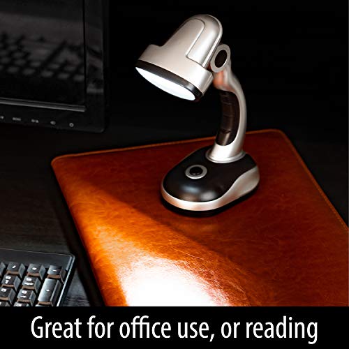 Mitaki-Japan ELDSKLT Led Desk Lamp, 12-Bulb Battery-Operated Table Light for Home, Office, Silver/Black