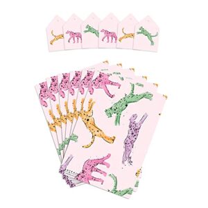 CENTRAL 23 Animal Print Wrapping Paper - Watercolor Cheetah - 6 Sheets Pink Gift Wrap - Safari Jungle - Birthday Wrapping Paper For Women - Comes With Stickers