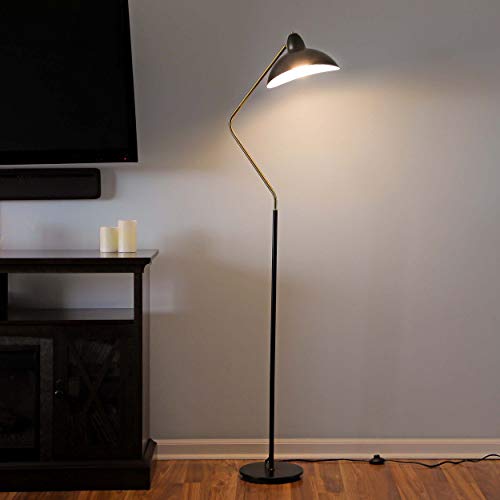 Brightech Swoop LED Floor Lamp, Tall Lamp with Adjustable Head, Modern Lamp for Living Rooms & Offices, Standing Lamp with Heavy Base for Bedrooms, Stunning Living Room Decor