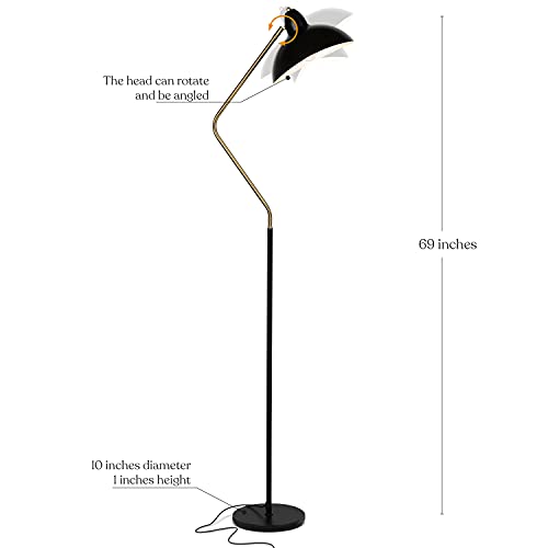 Brightech Swoop LED Floor Lamp, Tall Lamp with Adjustable Head, Modern Lamp for Living Rooms & Offices, Standing Lamp with Heavy Base for Bedrooms, Stunning Living Room Decor