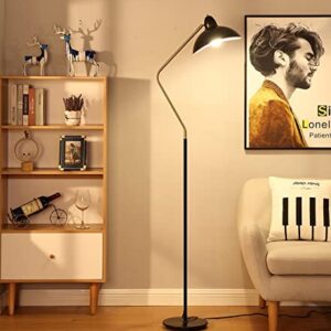 Brightech Swoop LED Floor Lamp, Tall Lamp with Adjustable Head, Modern Lamp for Living Rooms & Offices, Standing Lamp with Heavy Base for Bedrooms, Stunning Living Room Decor