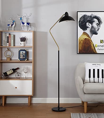 Brightech Swoop LED Floor Lamp, Tall Lamp with Adjustable Head, Modern Lamp for Living Rooms & Offices, Standing Lamp with Heavy Base for Bedrooms, Stunning Living Room Decor