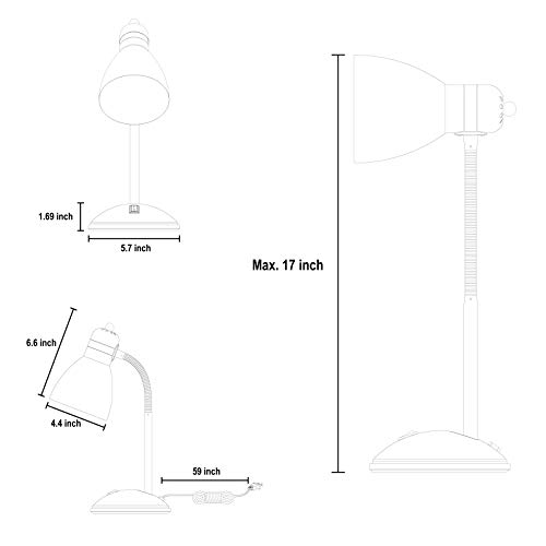 Larsen Thompson Desk Lamp with Flexible Gooseneck, Metal Table Lamp with 4W LED Bulb, Adjustable Eye-Care Reading Lamp for Bedside Reading, Studying, Computer and Hobbies (Sand Black)