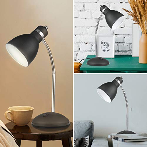 Larsen Thompson Desk Lamp with Flexible Gooseneck, Metal Table Lamp with 4W LED Bulb, Adjustable Eye-Care Reading Lamp for Bedside Reading, Studying, Computer and Hobbies (Sand Black)