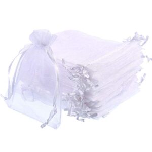 mudder 50 pack organza gift bags wedding party favor bags jewelry pouches wrap, 4 x 4.72 inches (white)