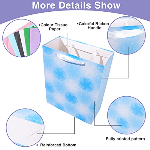 12 Pack Gift Bags Assorted Sizes and Designs, Gift Bags Bulk with Tissue Paper (5 Medium 8", 4 Large 11", 3 Extra Large 14") for Birthday, Baby Showers, Bridal Showers, Easter Day Any Occasion