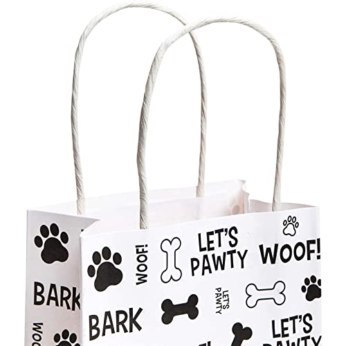 BLUE PANDA Dog Gift Bags with Handles, Lets Pawty, Woof, Bark (13.2 In, 24 Pack)