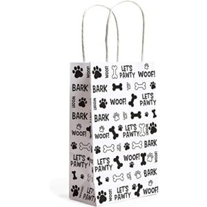 BLUE PANDA Dog Gift Bags with Handles, Lets Pawty, Woof, Bark (13.2 In, 24 Pack)