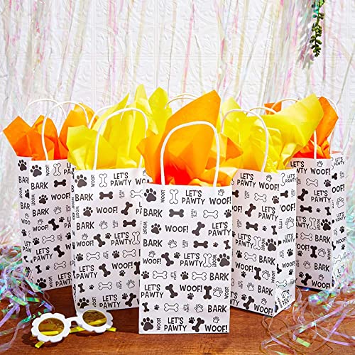 BLUE PANDA Dog Gift Bags with Handles, Lets Pawty, Woof, Bark (13.2 In, 24 Pack)