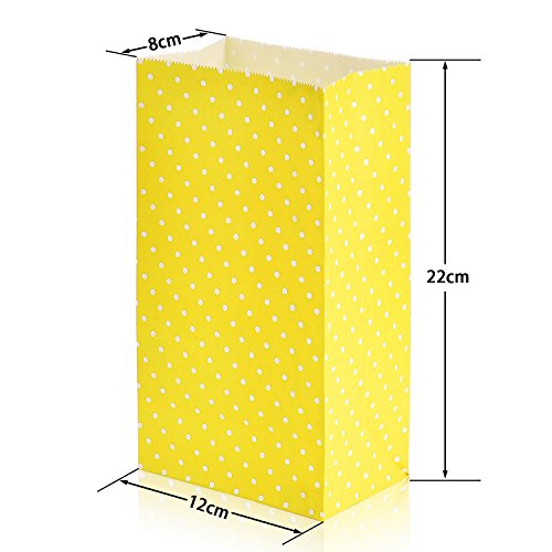 BBTO 24 Pieces Dot Paper Bags Party Gift Grocery Bag Lunch Flat Bottom Craft Paper Bags, Multicolor