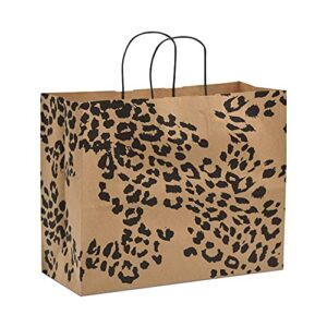 Boutique Bags - 16x6x12 100 Pack Extra Large Retail Bags for Small Business with Handles, Animal Print Brown Gift Bags for Goodie & Favor Bags, Birthday Party, Retail, Shopping, Merchandise, Bulk