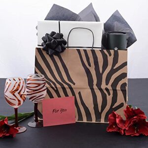 Boutique Bags - 16x6x12 100 Pack Extra Large Retail Bags for Small Business with Handles, Animal Print Brown Gift Bags for Goodie & Favor Bags, Birthday Party, Retail, Shopping, Merchandise, Bulk