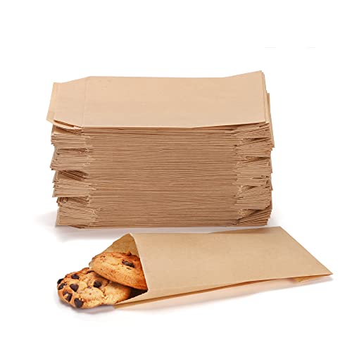 SEMNOZ 200 Pack Small Paper Bags, Natural Mini Brown Paper Bags 3.5 x 5.5 Inches, Tiny Kraft Paper Treat Bags for Cookies, Sandwiches, Snacks, Bakery, Popcorn, Candy, Gift, Party Favors