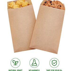 SEMNOZ 200 Pack Small Paper Bags, Natural Mini Brown Paper Bags 3.5 x 5.5 Inches, Tiny Kraft Paper Treat Bags for Cookies, Sandwiches, Snacks, Bakery, Popcorn, Candy, Gift, Party Favors