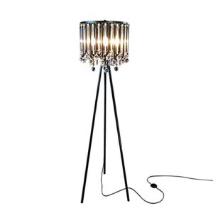 hsyile lighting ku300168 unique romance crystal tripod floor lamp black suitable for bedroom,living room,coffee shop,4 lights