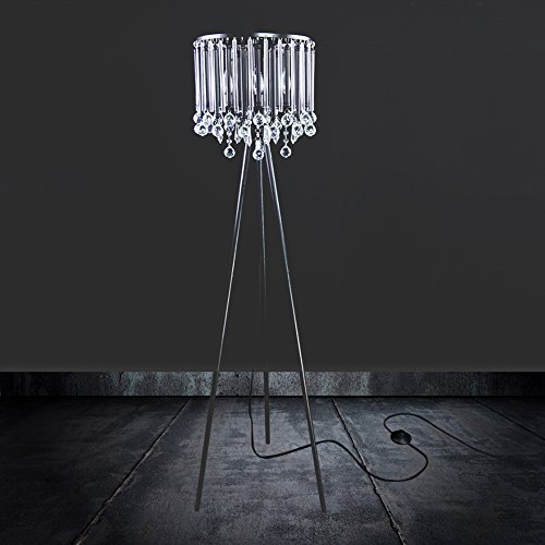 Hsyile Lighting KU300168 Unique Romance Crystal Tripod Floor Lamp Black Suitable for Bedroom,Living Room,Coffee Shop,4 Lights