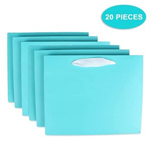 Dasofine Teal Gift Bags 20pcs, 8.7" × 3.9" × 7.1" Paper Bag with Handle Medium Size, Sturdy Kraft Paper Favor Bags, Gift Wrap Bags for Party, Wedding, Baby Shower